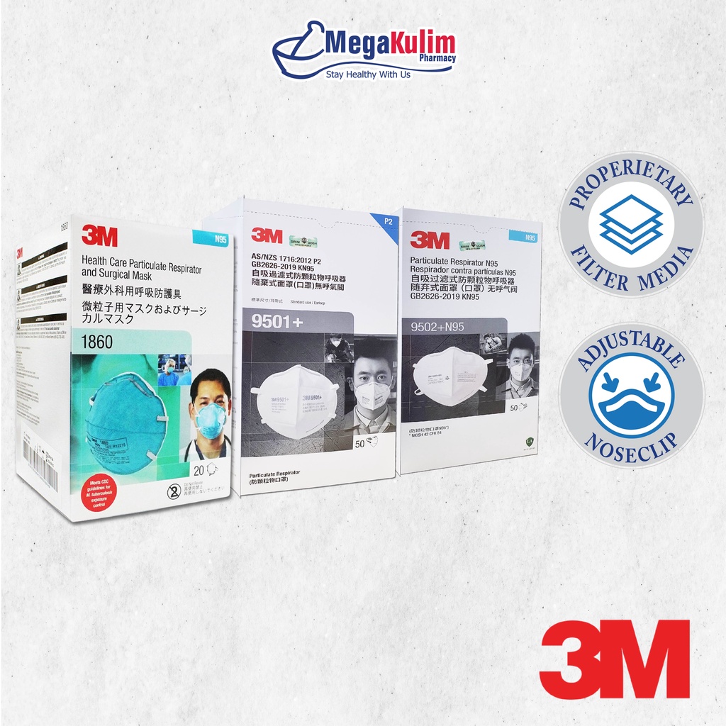 3M N95 Health Care Particulate Respirator & Surgical Mask (20pcs ...