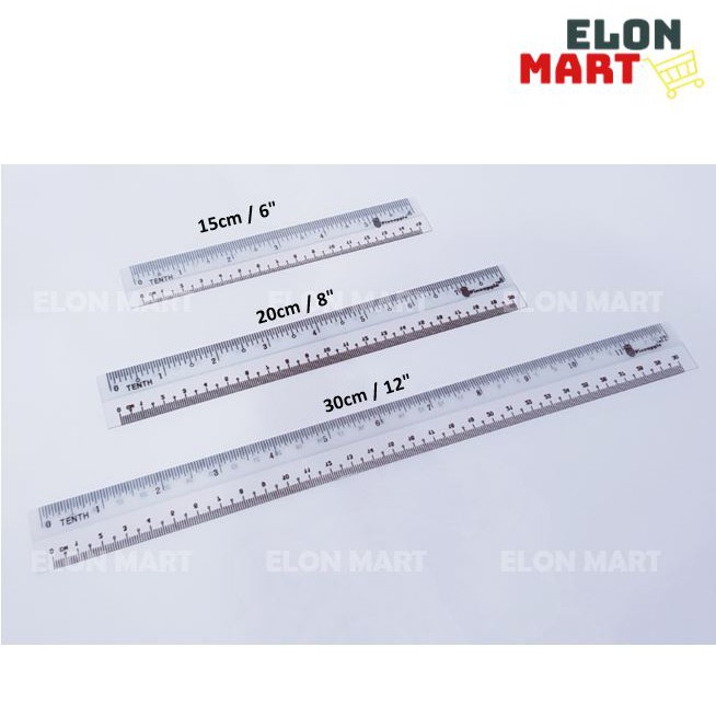 Straight Ruler / Bendable Plastic Student Ruler / Pembaris 15cm / 20cm / 30cm / 6" / 8" / 12 ...