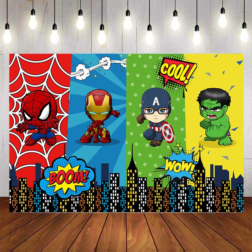 Cute Baby Avengers Superheros Birthday Backdrop For Photography Baby ...