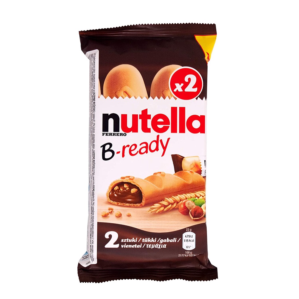 Nutella B-Ready Crispy Wafers with Hazelnut and Cocoa Filling, 2 Sticks ...