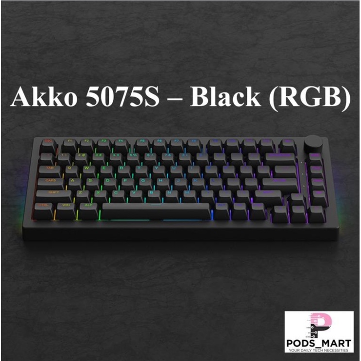 Akko 5075S – Black keyboard (RGB) Gasket Mounted 75% mechanical RGB ...