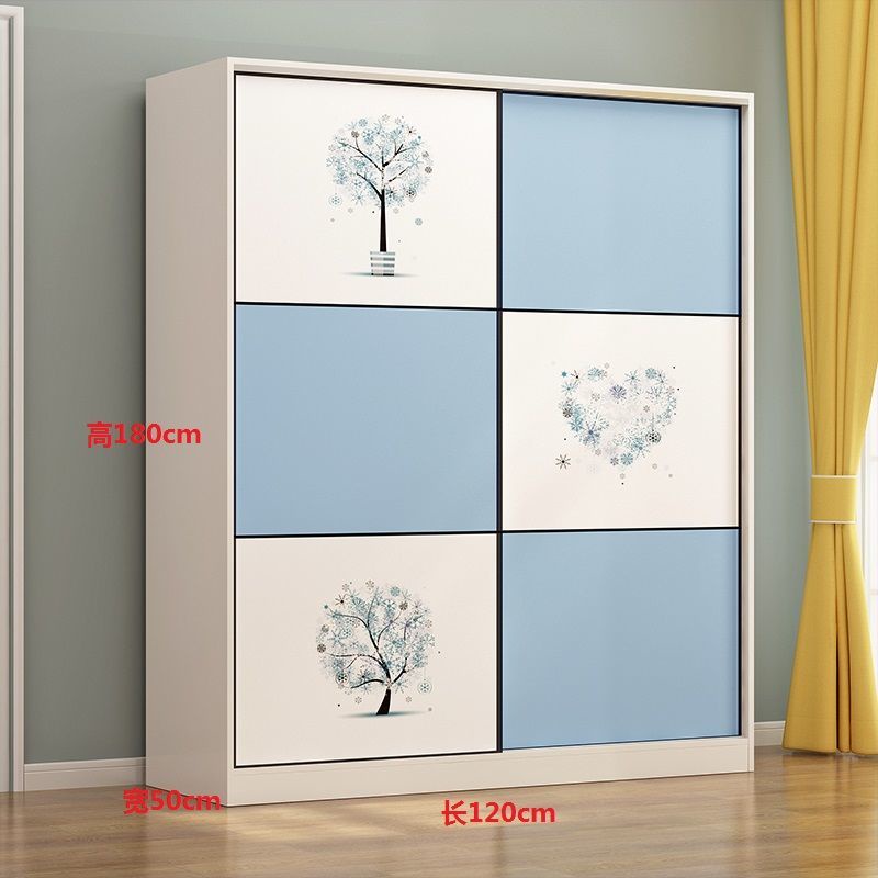 GY-5897 Simple Contrasting Color Sliding Door Wardrobe