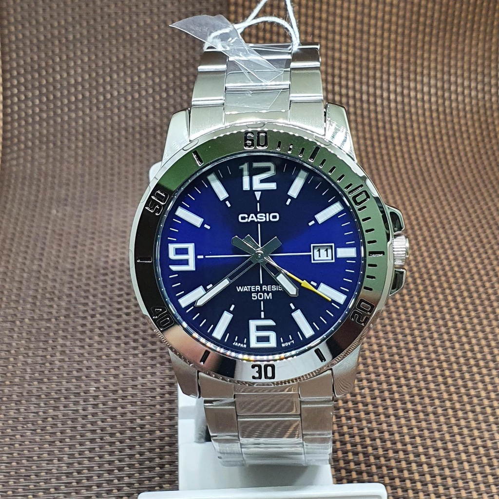 Casio MTP-VD01D-2B Enticer Series Analog Blue Dial Stainless Steel Men ...