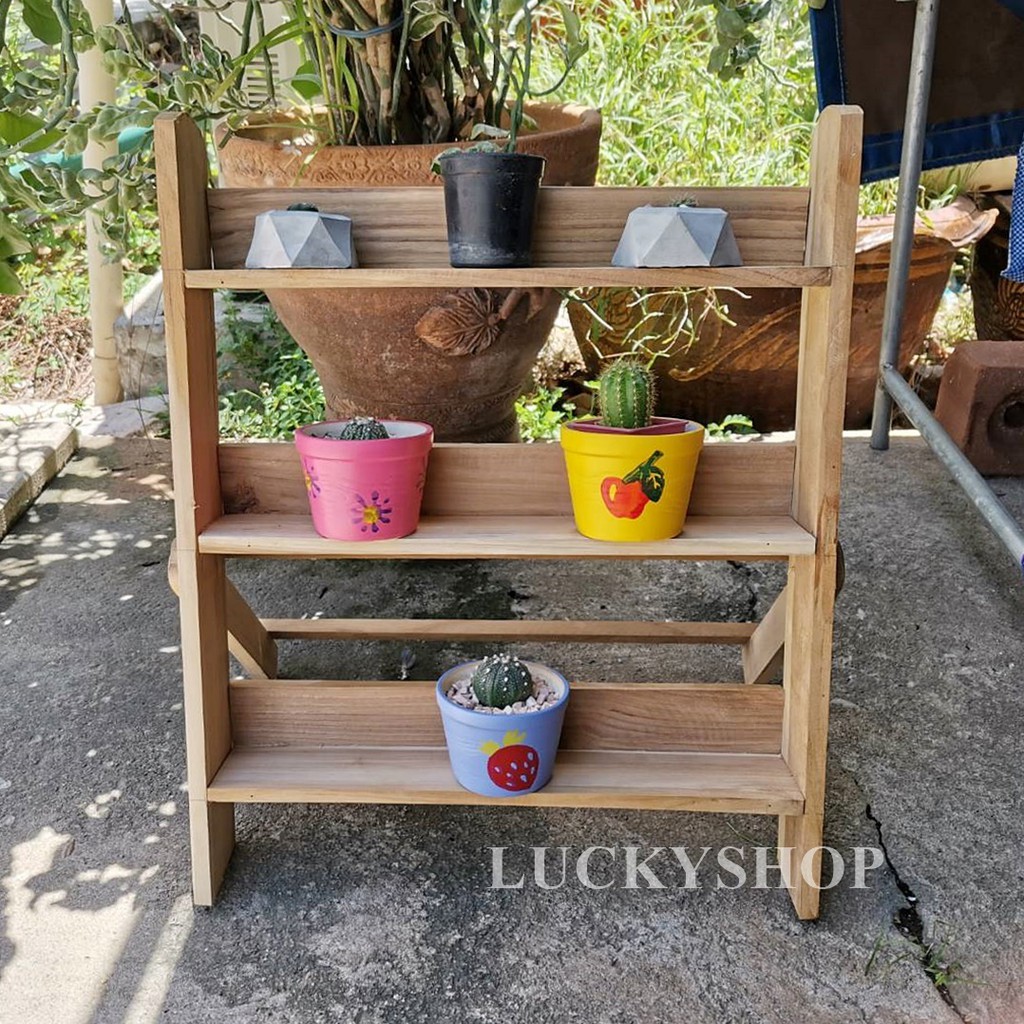 Small Tree Rack Teak 3 Fl Layer Layer Fold Away Folding Snoopy | Shopee ...