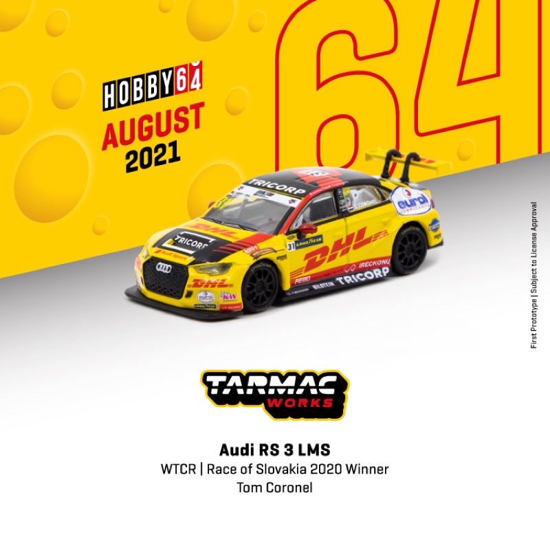 Tarmac Works 1/64 Audi RS 3 LMS WTCR Race of Slovakia 2020 Winner Tom ...