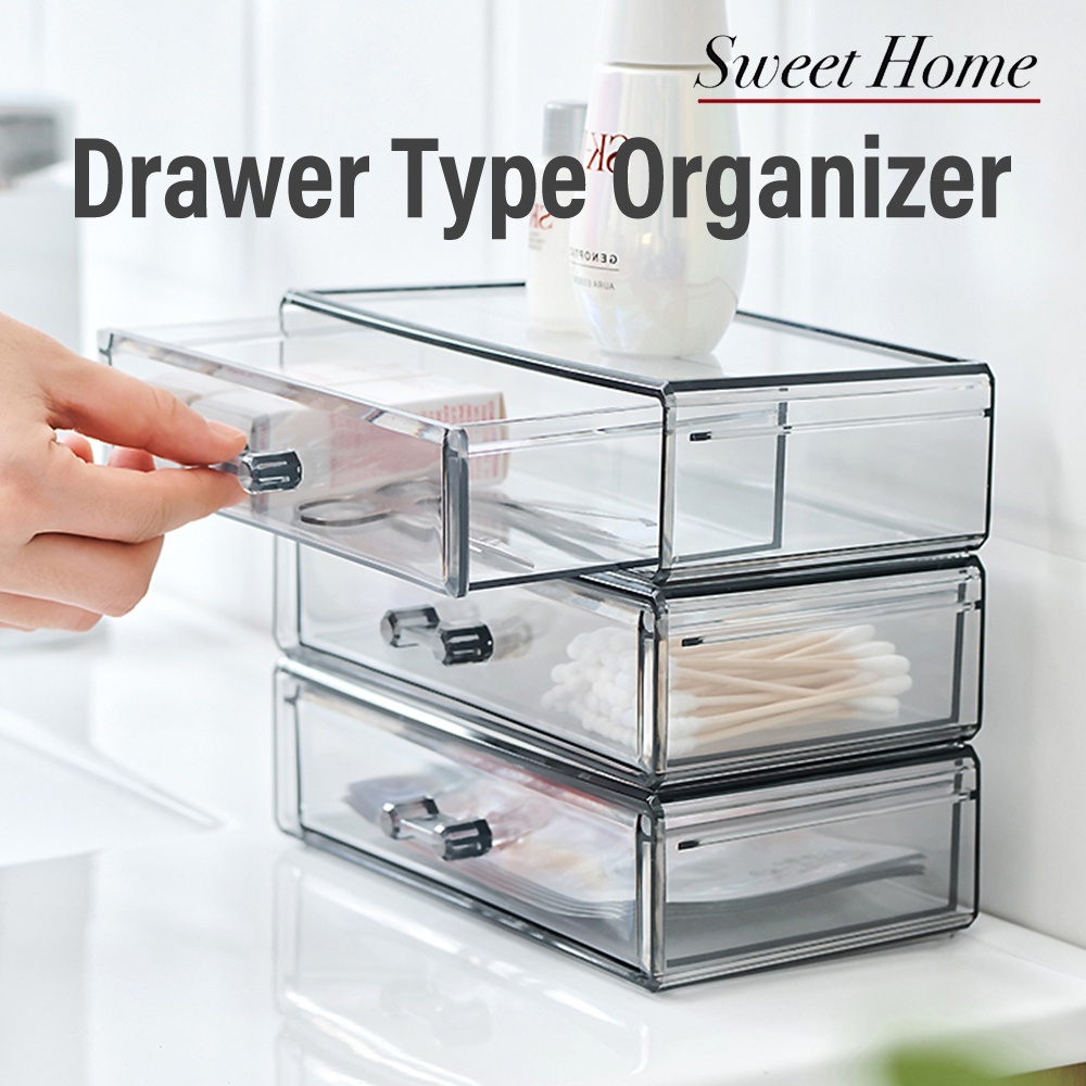 Drawer Type Transparent Storage Box Plastic Stackable Organiser PS ...