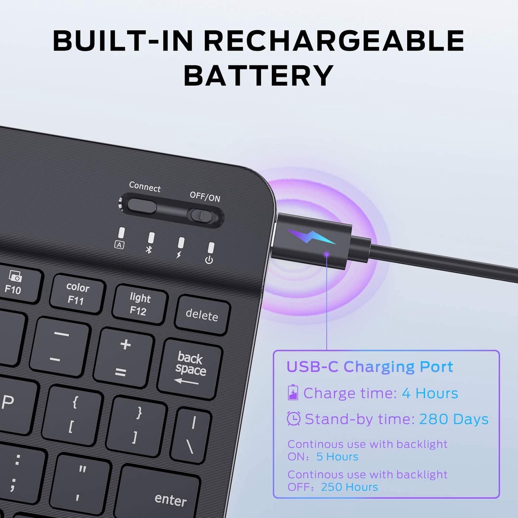 iClever BK04 Universal Slim Portable Wireless Bluetooth 5.1 7-Colors ...