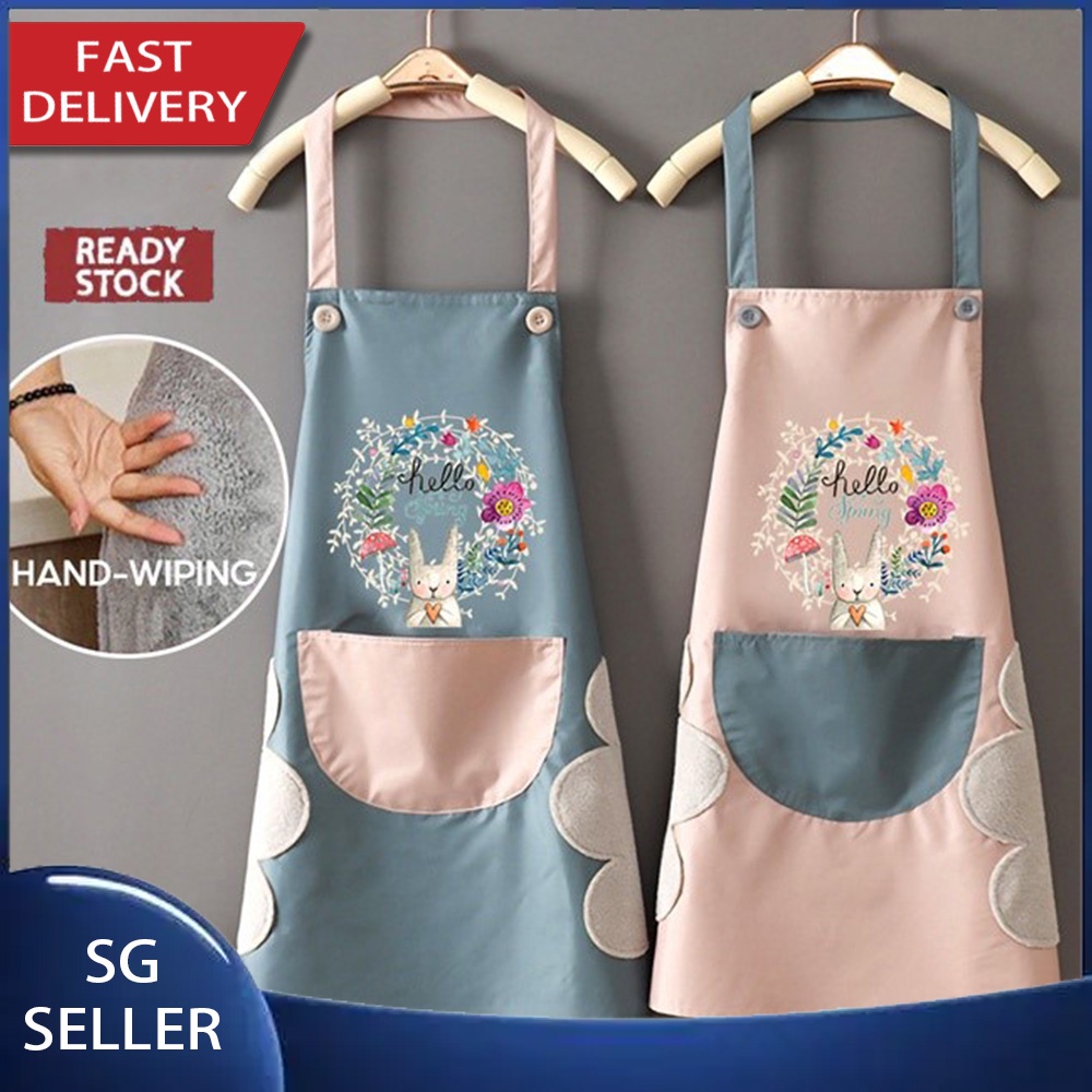Apron Hand-wiping Design with Large Pocket, Water Proof Oilproof Apron ...