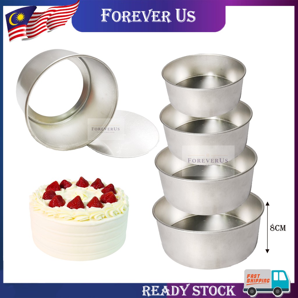 Aluminium Deep Round Cake Tin Mould With Loose Base (Deep 80mm)- 4/5/6 ...