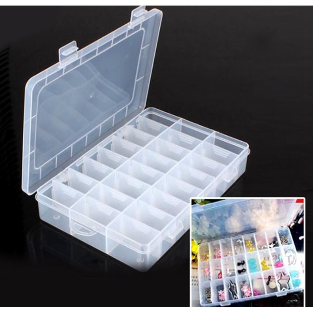24 Compartment Storage Box Practical Adjustable Plastic Case for Bead ...