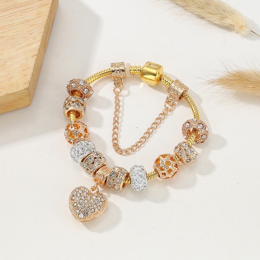 DINGLLY HOT New Crystal Heart Charm Bracelets & Bangles Gold Color ...
