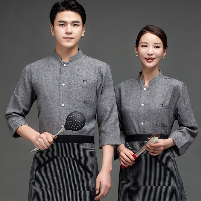 High-end chef work uniform men and women long-sleeved bakery bakery ...