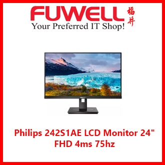 Philips 242S1AE LCD Monitor 24 inch FHD 4ms 75hz S-LINE [3 Year On-Site ...