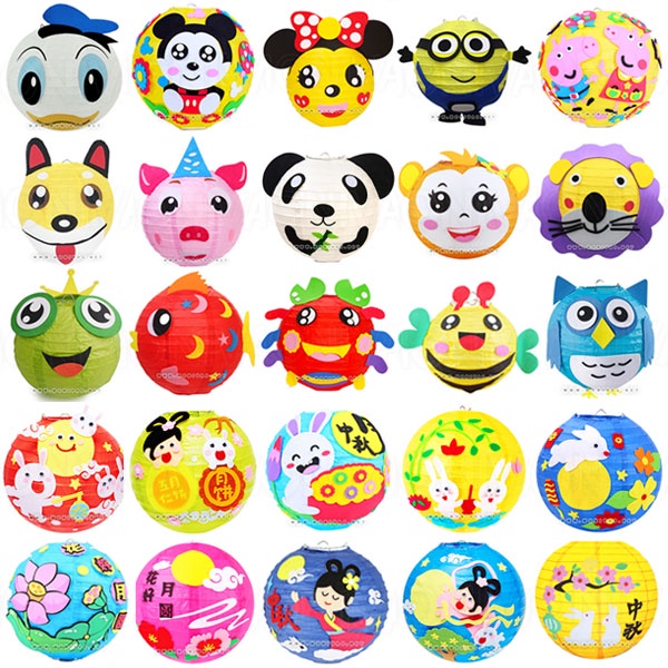 DIY Paper Lantern Crafting Handmade Mid-Autumn Mooncake Festival ...