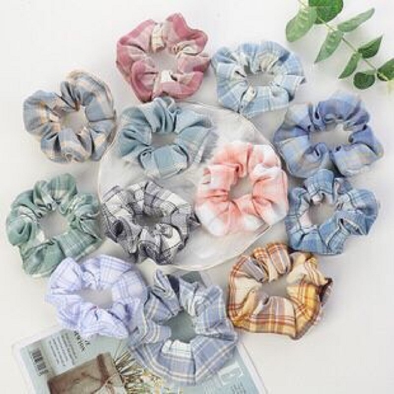 [Minleyaa] JK Large Intestine Hair Tie BM Checked Ring Garland Campus ...