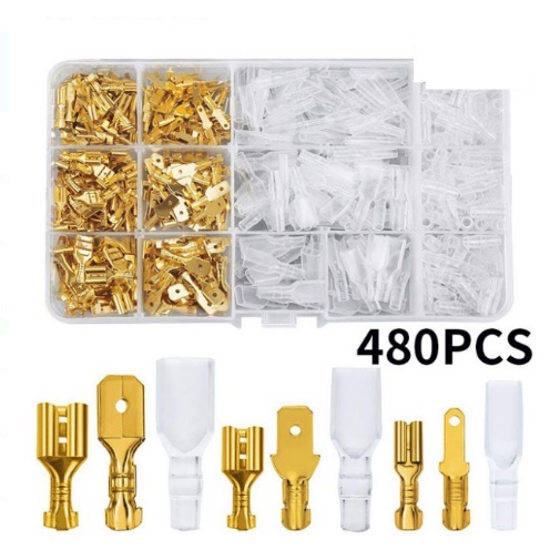 MKR 480PCS Insulated Seal Crimp Terminal 2.8/4.8/6.3mm Electrical Wire ...