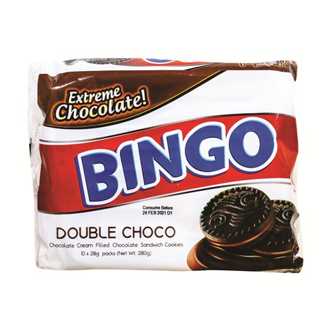 NISSIN BINGO DOUBLE CHOCO SANDWICH 28G (10 PCS) | Shopee Singapore