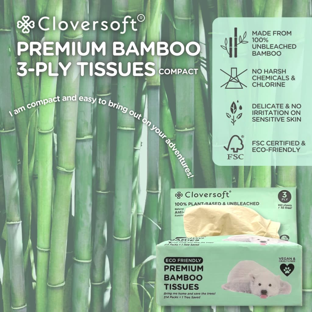 [Cloversoft Official] Compact Unbleached Bamboo Premium Facial Tissues ...