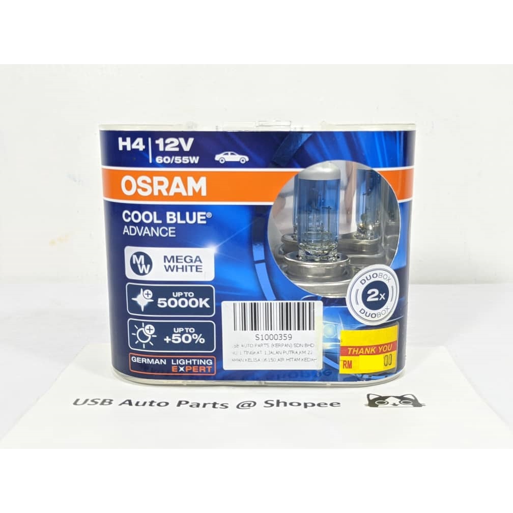 H4 12V OSRAM Cool Blue Advance 5000K Halogen Headlamp Bulb Headlight / Saga, Wira, Kancil, Viva ...