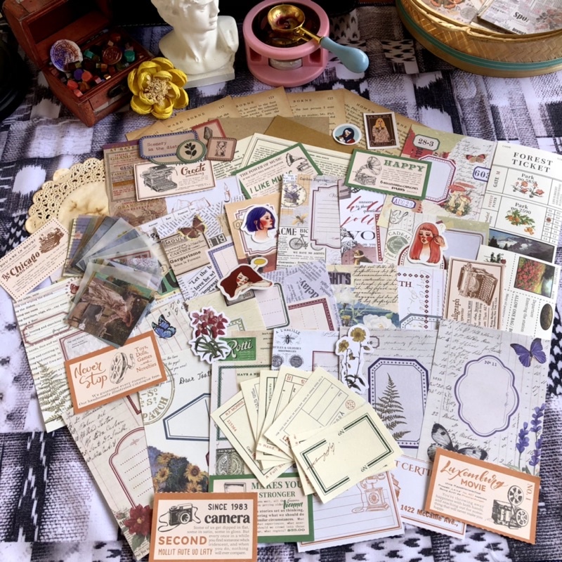 Vintage Frame Old paper Bundle (95pcs) journaling kit bujo ephemera ...