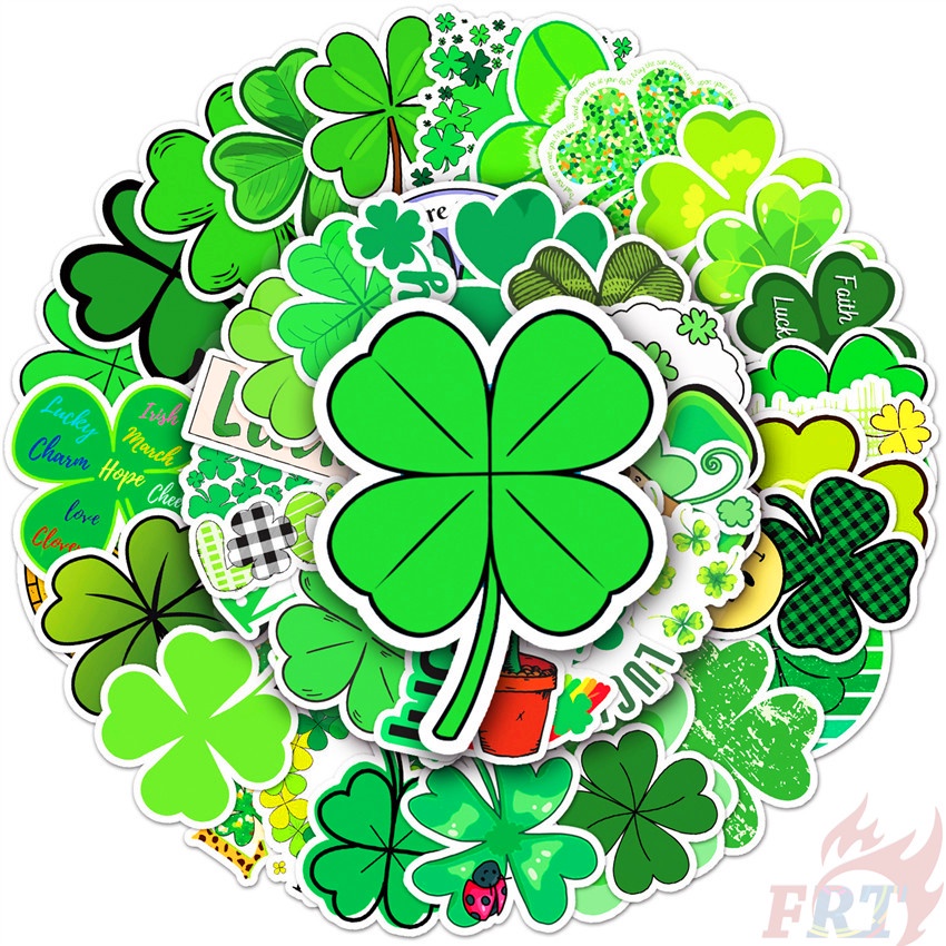 50Pcs/Set Four Leaf Clover Series 01 Lucky Clover Stickers Waterproof DIY Fashion Decals Doodle ...