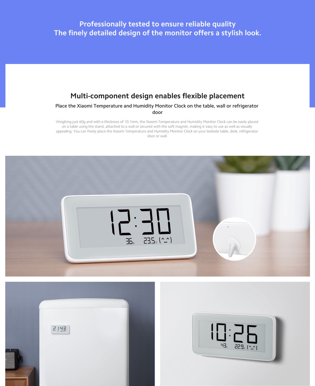 Xiaomi Mi Temperature and Humidity Monitor Clock | Shopee Singapore
