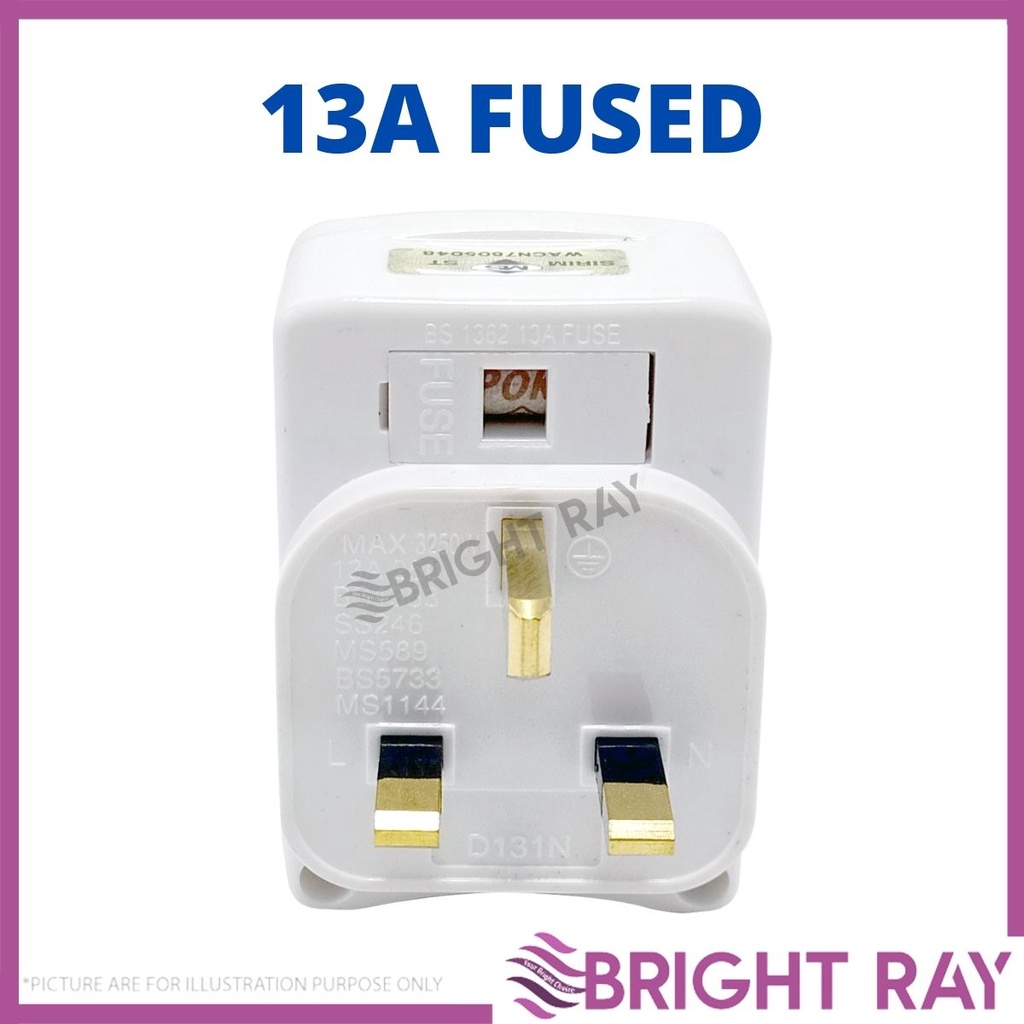 D131N / 131UK 13A 3Way Adaptor with LED Indicator Switch Extension Plug ...