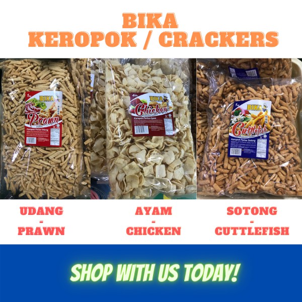 Bika Flavoured Cracker Cuttlefish/Sotong/鱿鱼酥, Prawn/Udang/香脆虾条, Chicken ...