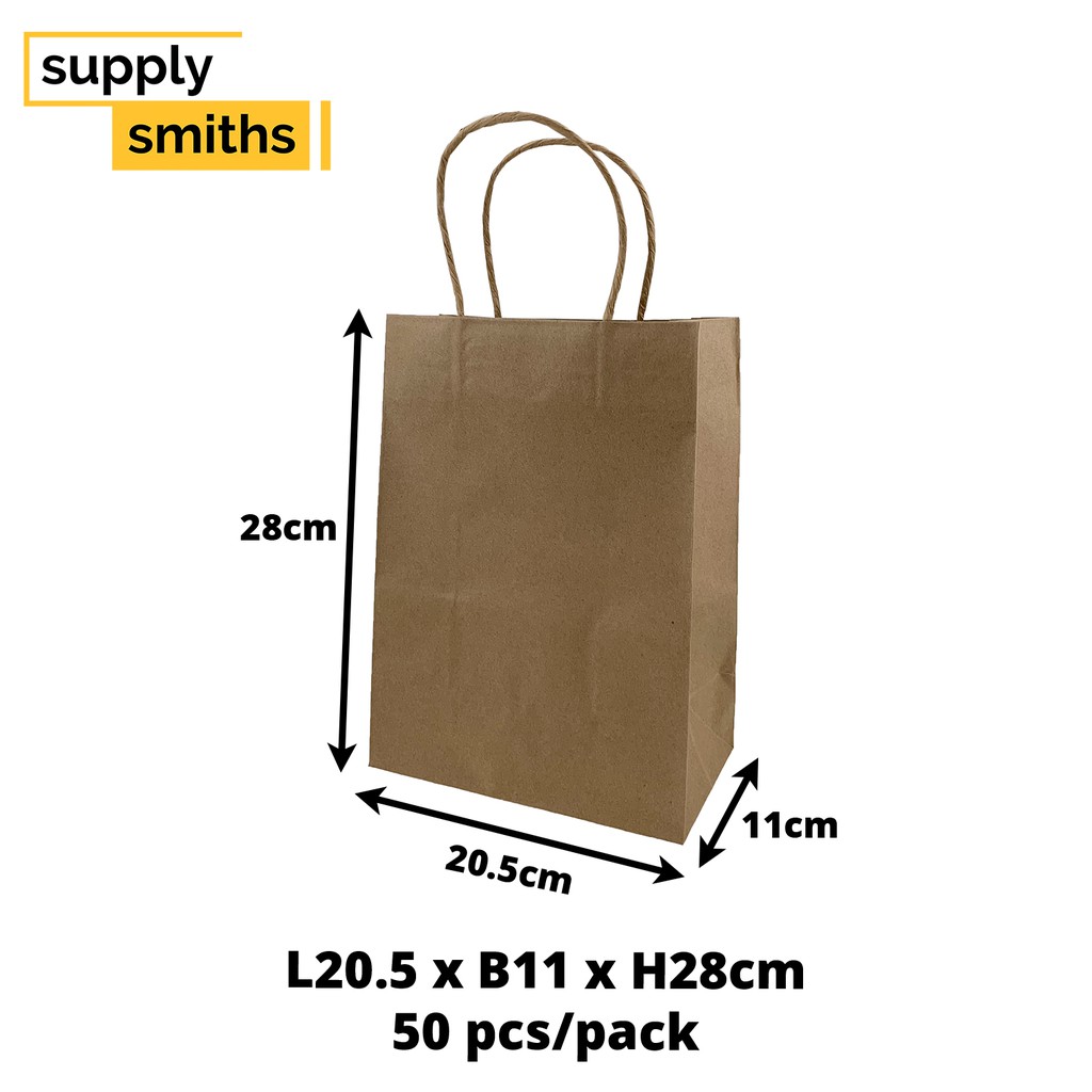 Supply Smiths Kraft Paper Retail Carrier Bag 50pcs | Shopee Singapore