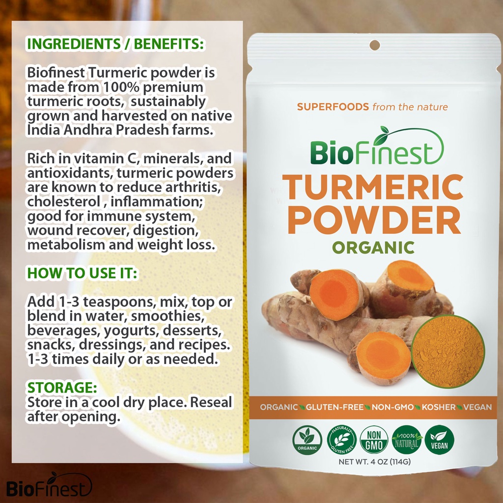Biofinest Turmeric Curcumin Root Extract Powder Organic Freeze Dried ...