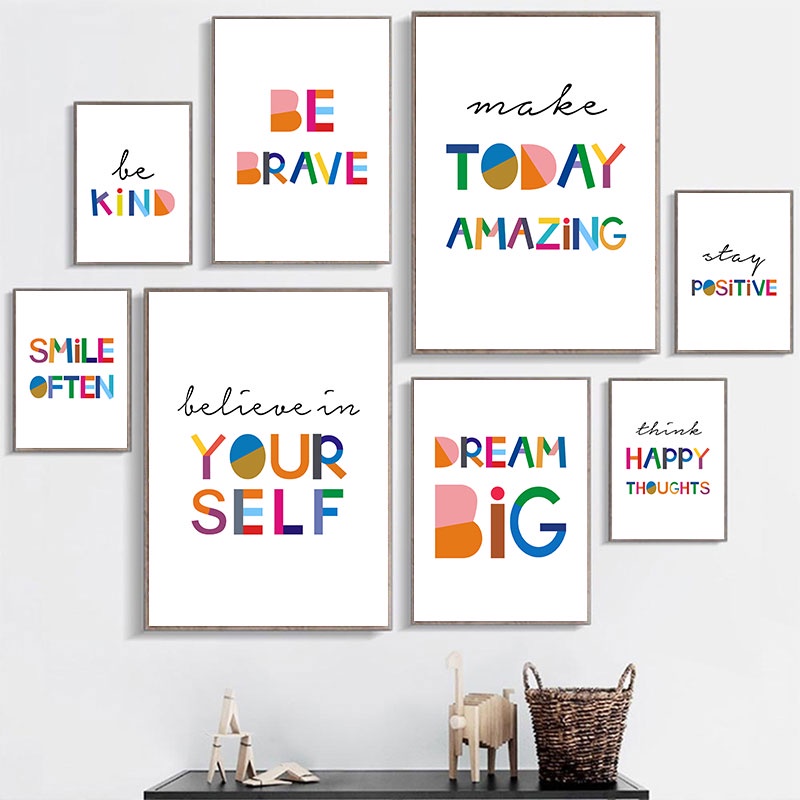 Colorful Inspirational Words Canvas Painting Prints Modern Wall ...