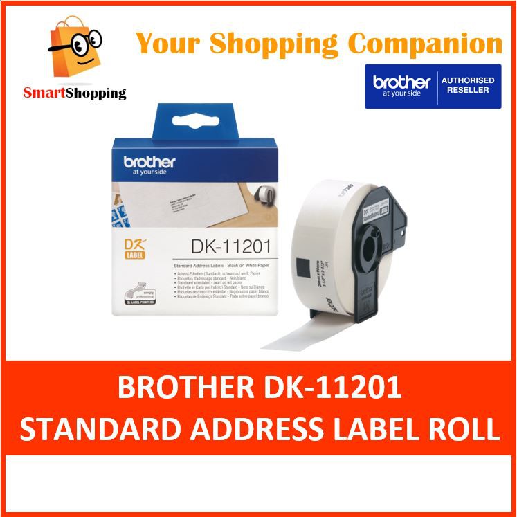 Genuine Brother DK-11201 Standard Address Label Roll Black on White ...