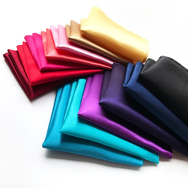 Fashion Men's Hankies Pocket Towel Solid Square Silk Satin Handkerchief ...