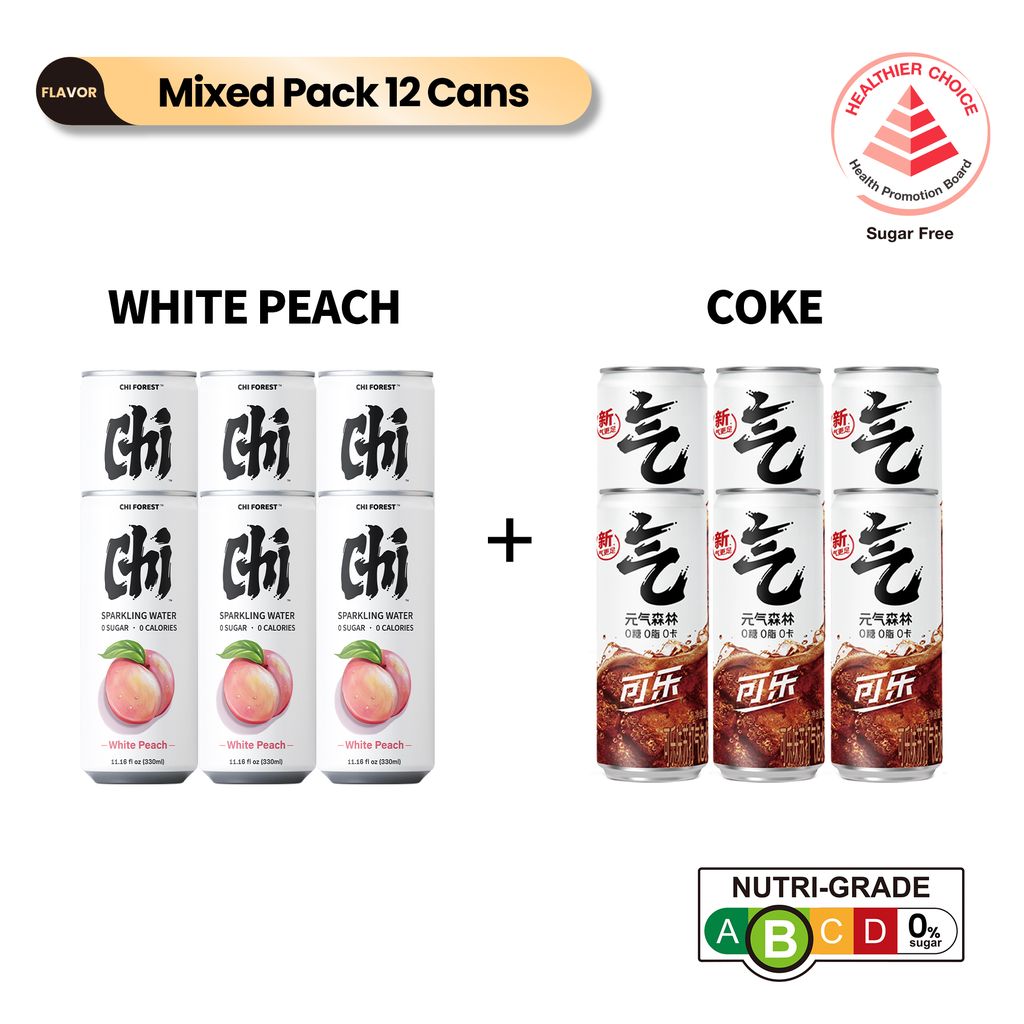 Chi Forest White Peach and Cola Soda Sparkling Water Drinks 330ml x 12 Cans [Bundle of 2 ...