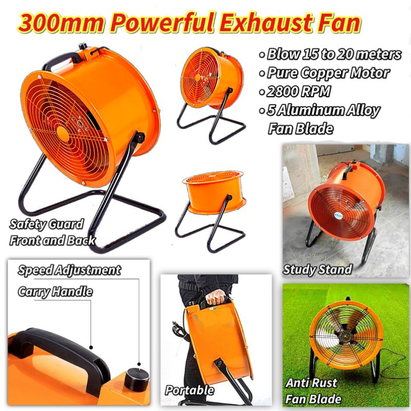 EXHAUST FAN Ventilation Fan 12 inch 300 mm extractor flow pressure ...