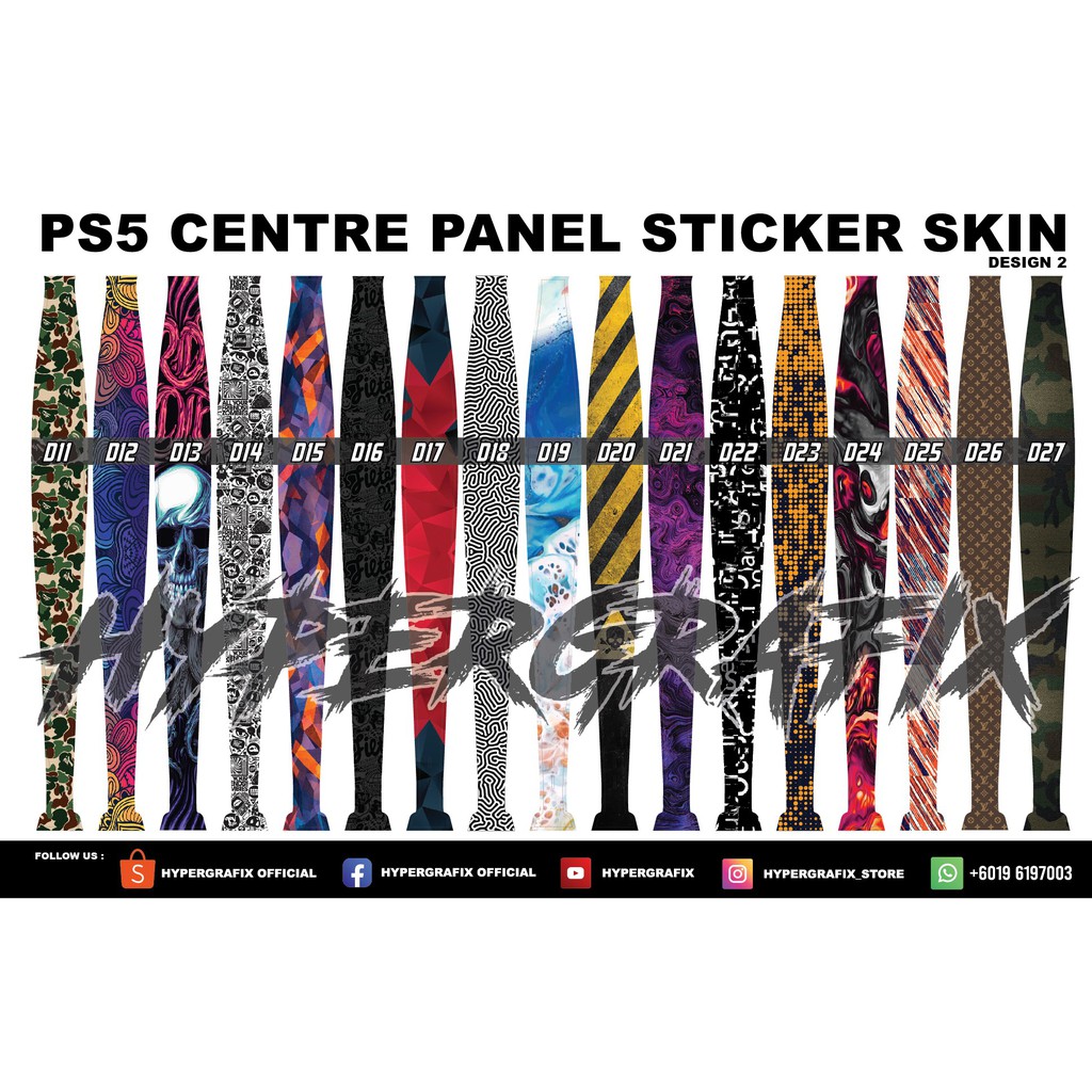 PS5 FAT CENTRE PANEL STICKER SKIN (DESIGN 2) + UNDERLAY LOGO AND DS5 ...