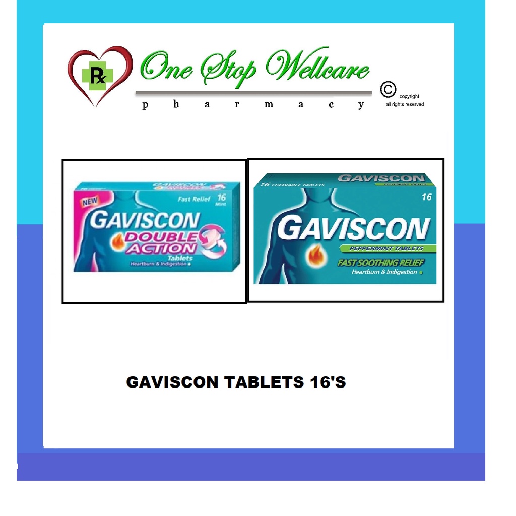 GAVISCON TABLETS 8'S / 16'S (DOUBLE ACTION / PEPPERMINT) | Shopee Singapore