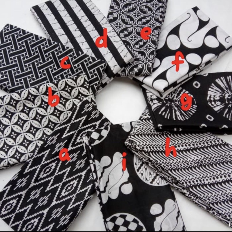 PUTIH HITAM Monochrome BATIK Fabric-Black And White BATIK Material ...