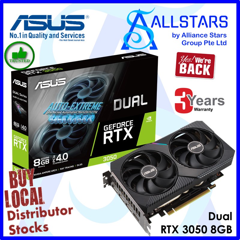 ASUS Dual RTX 3050 8GB Gaming Graphics Card (DUAL-RTX3050-8G) (Warranty ...