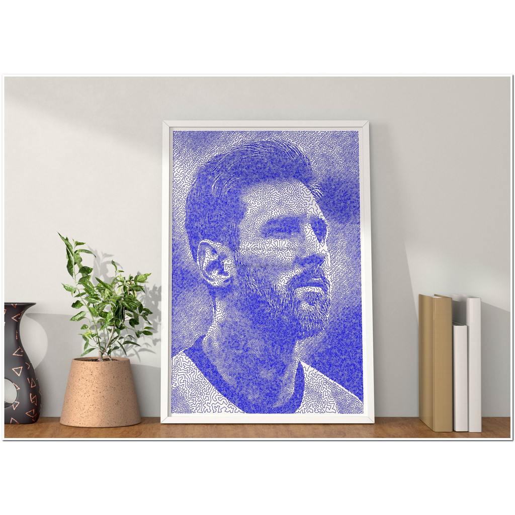 Wall painting Digital drawings with ballpoint pen with Messi player ...