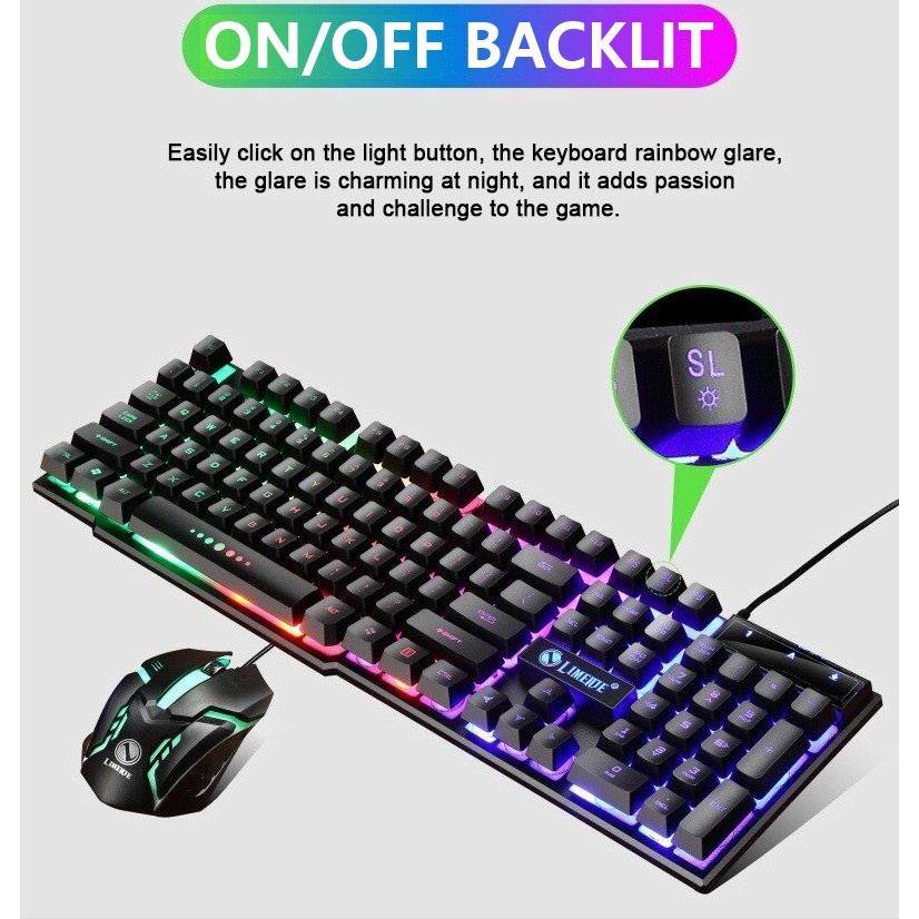 T Wolf Tf200 Tf230 Gtx300 G21 G21b Gaming Keyboard Mouse Rainbow Backlight Set Similar To Kmx