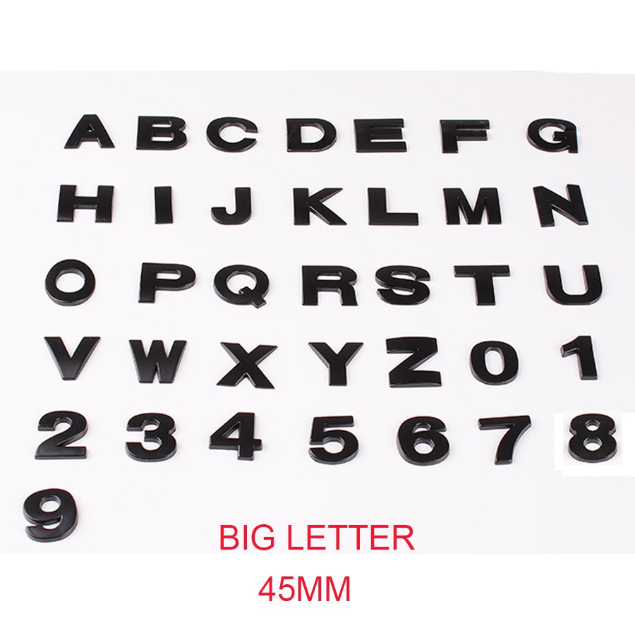 1 x 45mm Matt Black Metal 3D DIY Alphabet Letter Number Emblem Motor ...