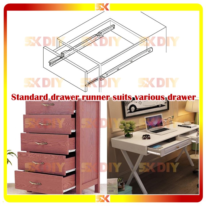 Heavy Duty Drawer Slide Roller Runner Drawer Roda Rail Wheel Rail Open ...