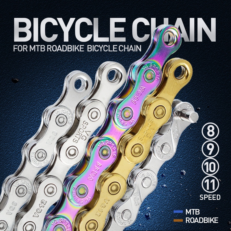 VG Sports Bicycle Chain 8 9 10 11 Speed Silver Gold Rainbow MTB ...