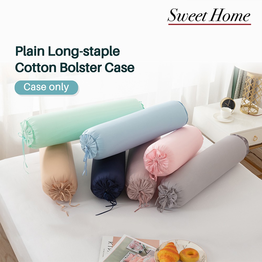 Plain Long-staple Cotton Bolster Case Neck Roll Round Bolster Cover ...