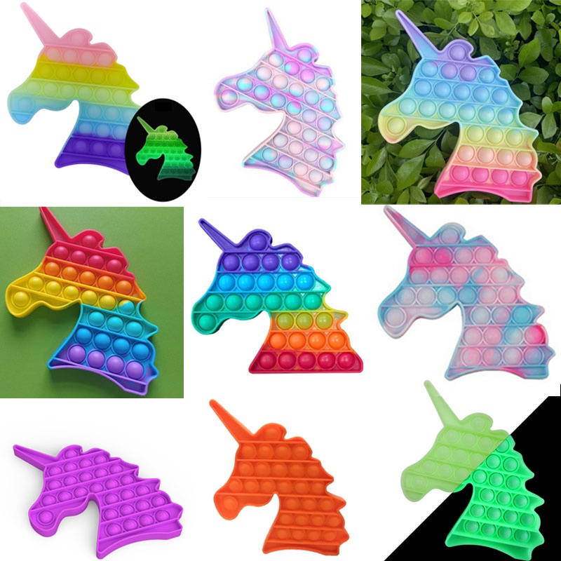 Pop It Unicorn Foxmind Sensory Fidget Toy Macaron Rainbow Unicorn Pop ...