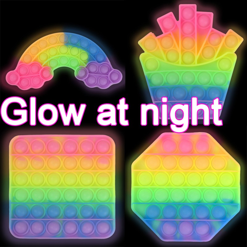 Luminous Pop It Glow In Dark Fluorescence Bubble Fidget Toys Anti ...