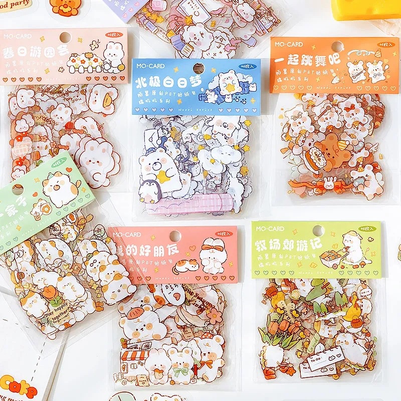 Kawaii Handbook Sticker Pack Cute Cartoon Animal Bear Bunny Diary diy ...