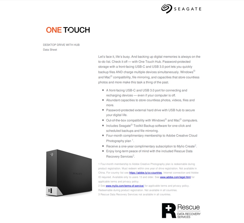 Seagate One Touch Hub (18TB) | Shopee Singapore
