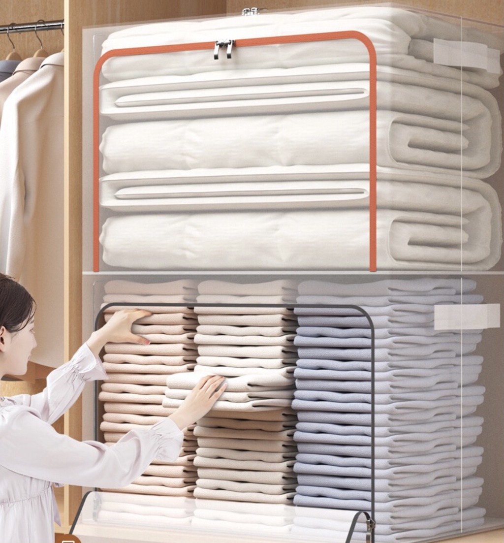 SG SHIP Steel Frame Storage Boxes Foldable Breathable Transparent ...